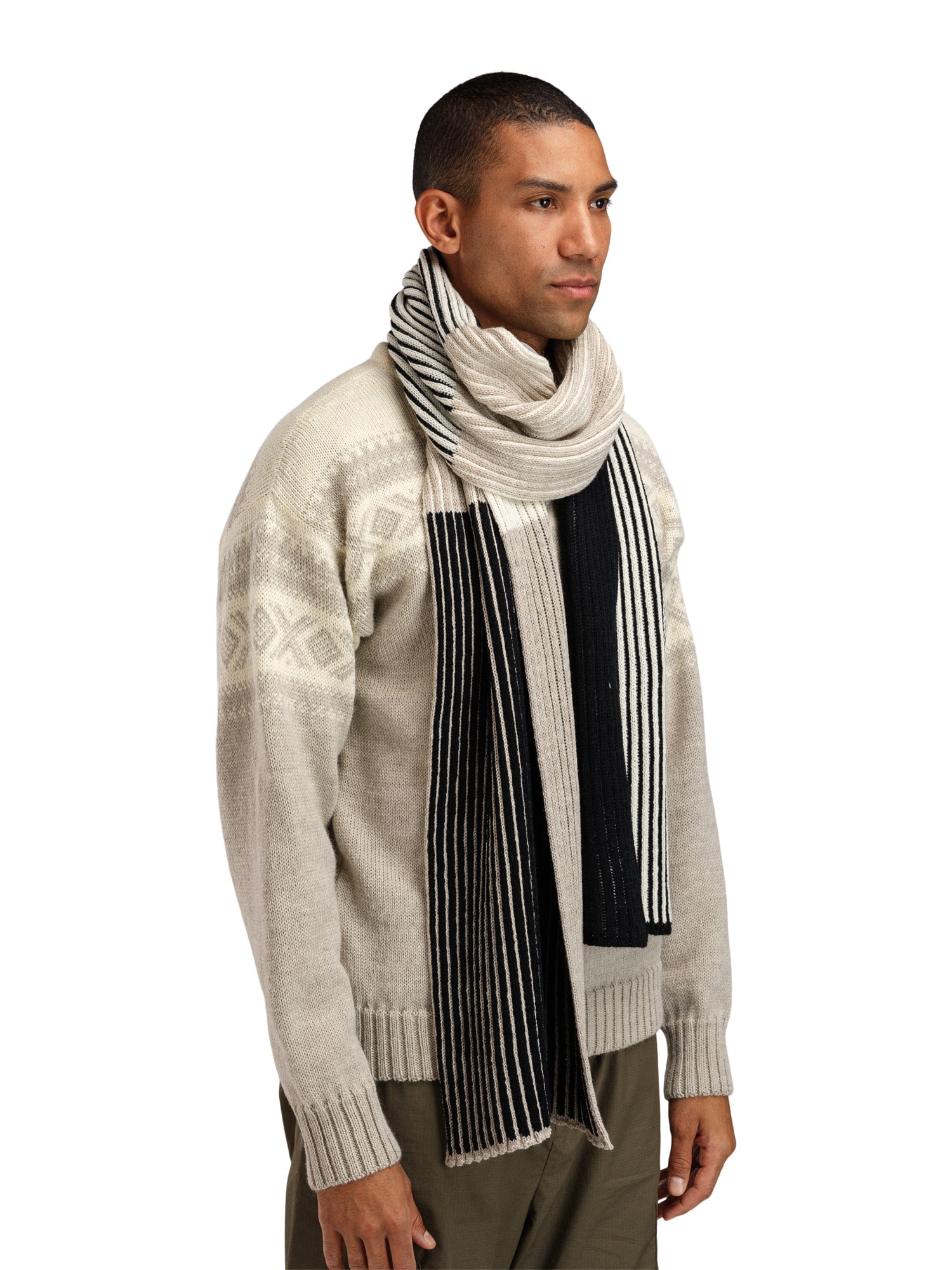Skarstind Scarf Black Offwhite Sand Mel - Dale of Norway
