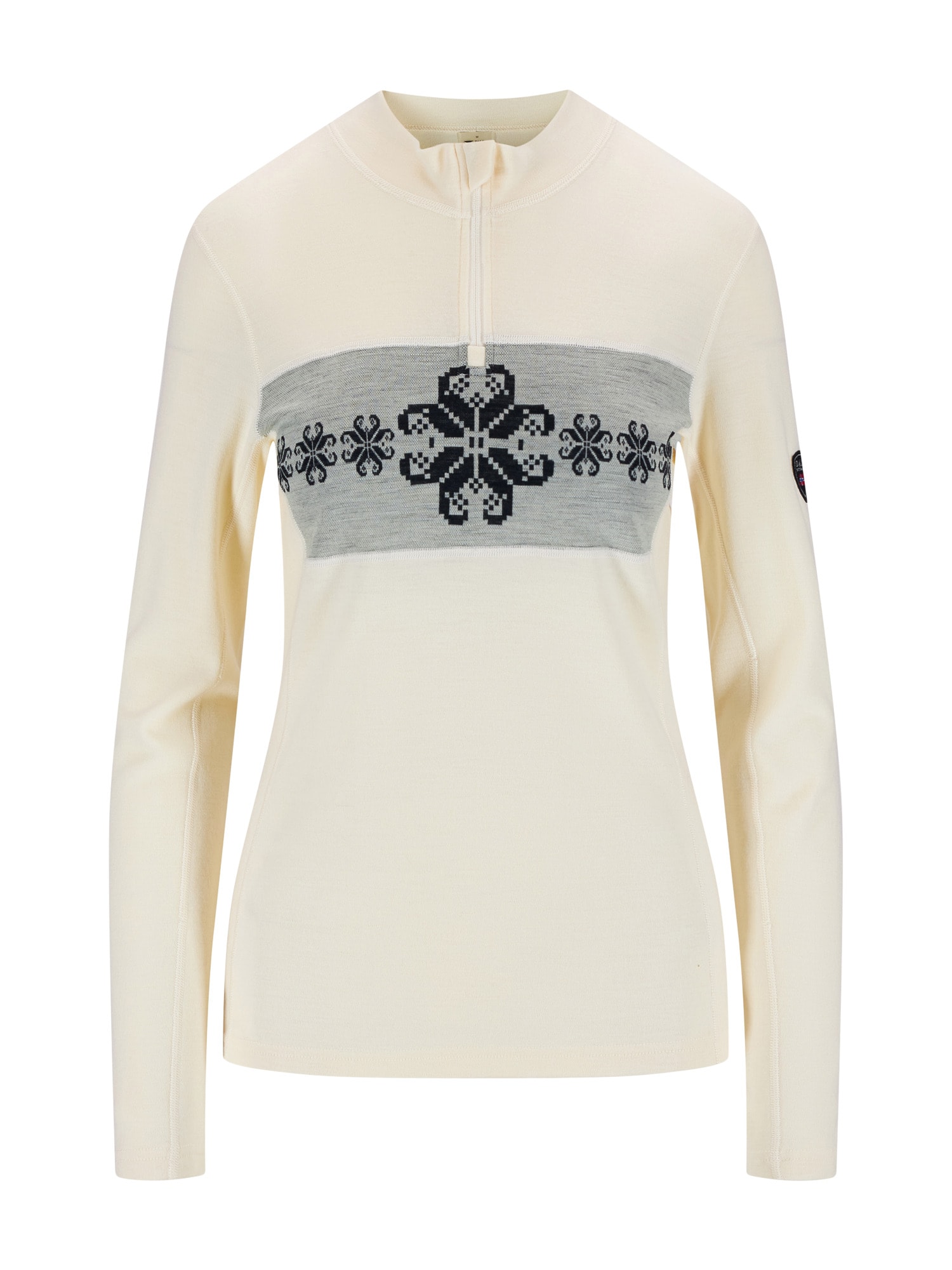 Falkeberg Feminine Baselayer Half zip Offwhite navy - Dale of Norway
