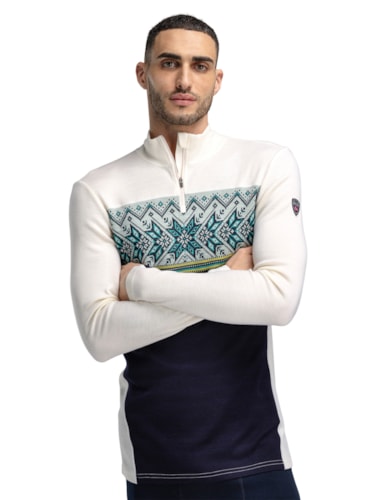 Vail Masculine Baselayer Half zip Navy OffWhite - Dale of Norway