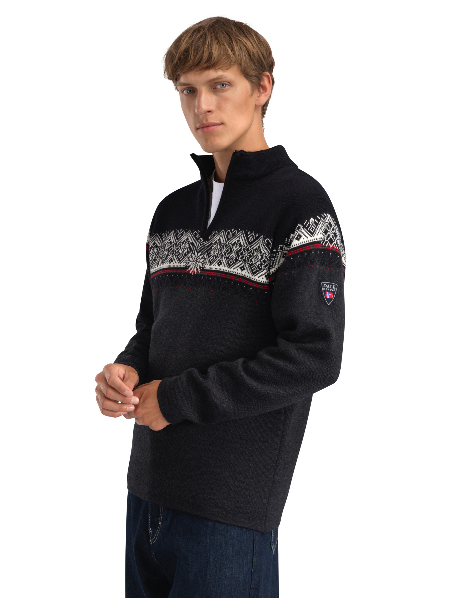 Moritz Men's Sweater - Merino Wool DARKCHARCOAL RASPBERRY BLACK