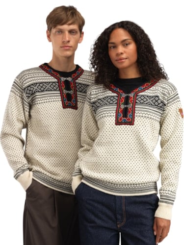 Setesdal Unisex Sweater - Norwegian Wool OFFWHITE BLACK - Dale of Norway