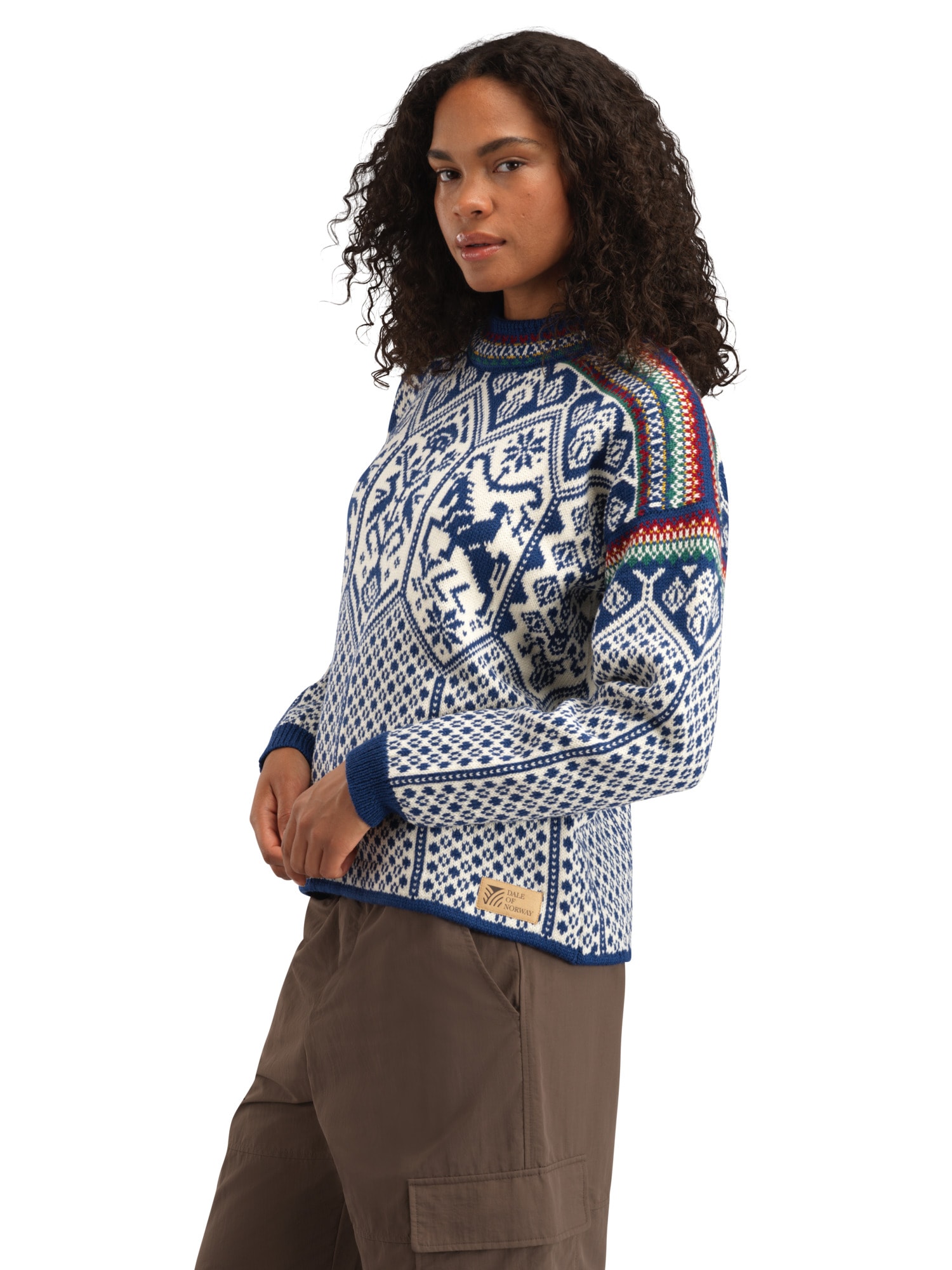 1994 Feminine Sweater Indigo Offwhite Mustard - Dale of Norway