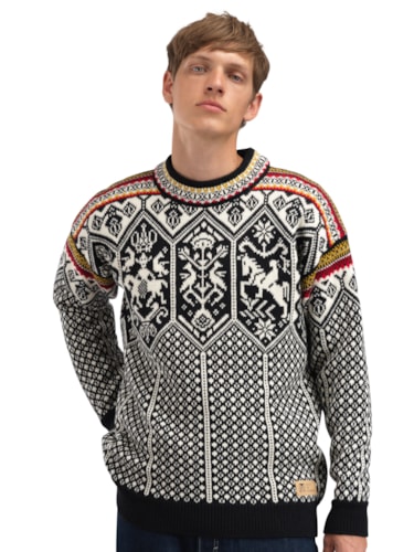 1994 Masculine Sweater Black Mustard Offwhite - Dale of Norway