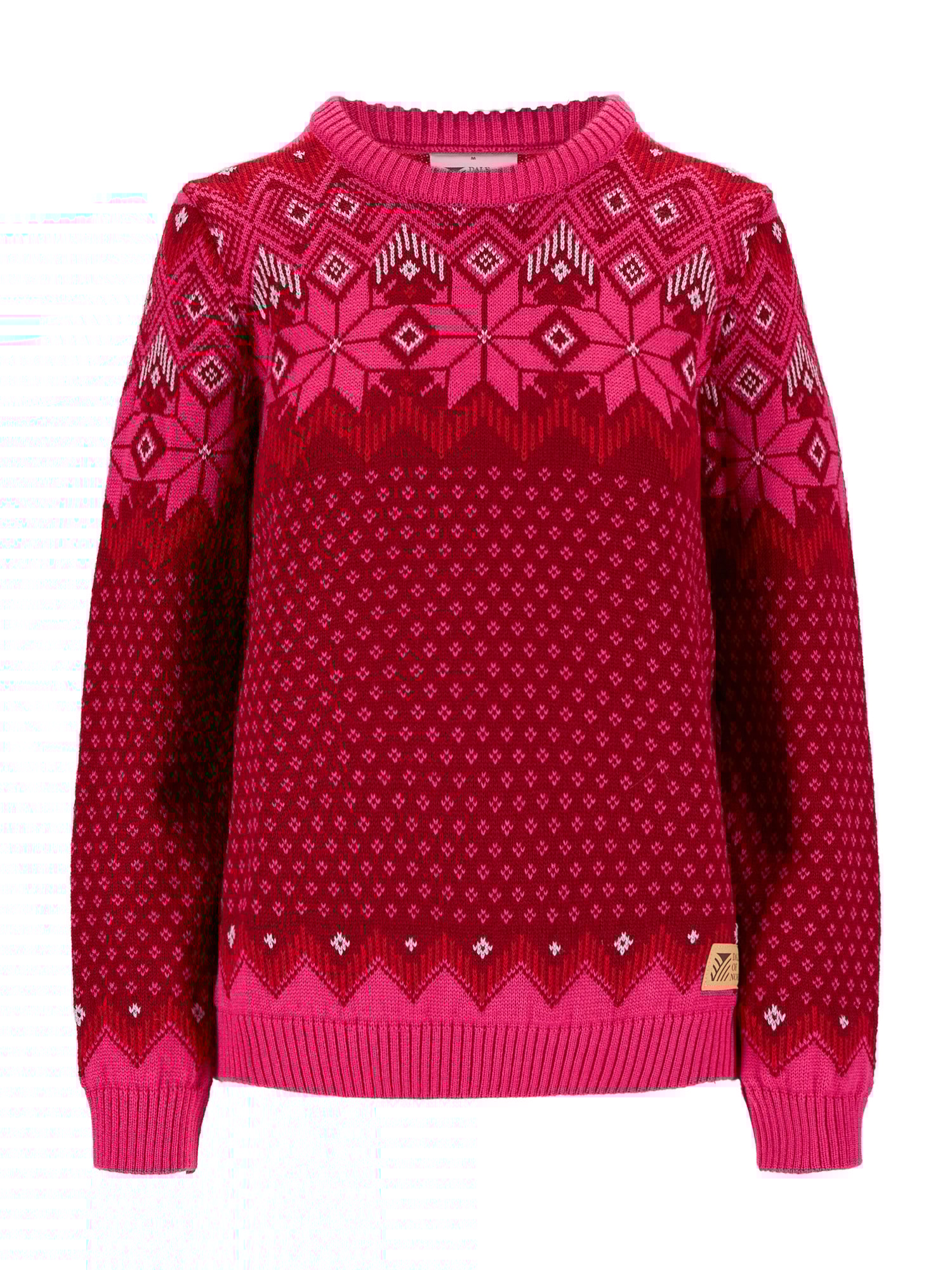 Vilja women’s sweater in red – bold wool pattern - Dale of Norway