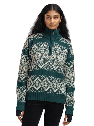 Roset women’s windproof wool sweater – green - Dale of Norway