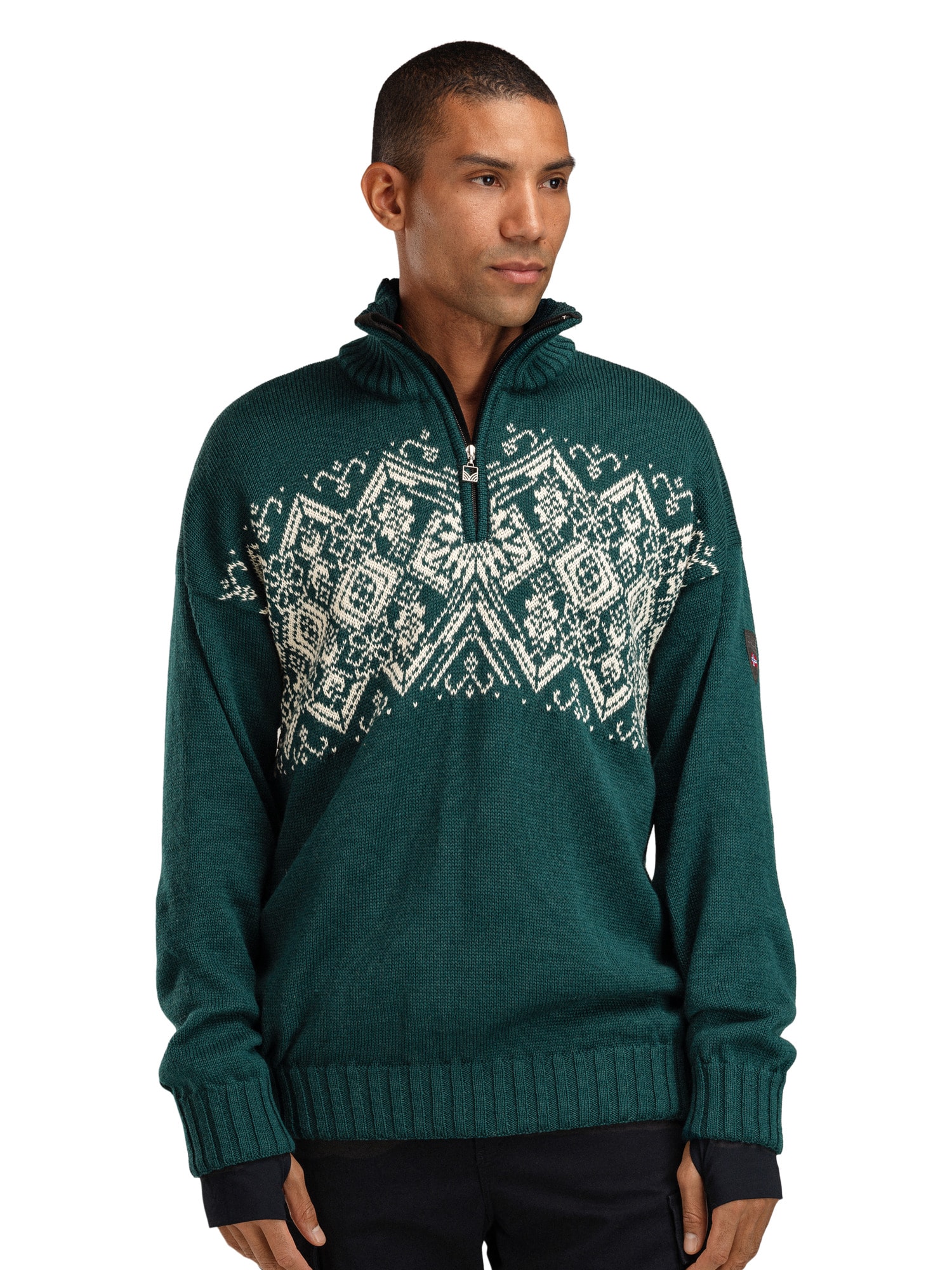 Roset men’s sweater – green windproof wool knit - Dale of Norway